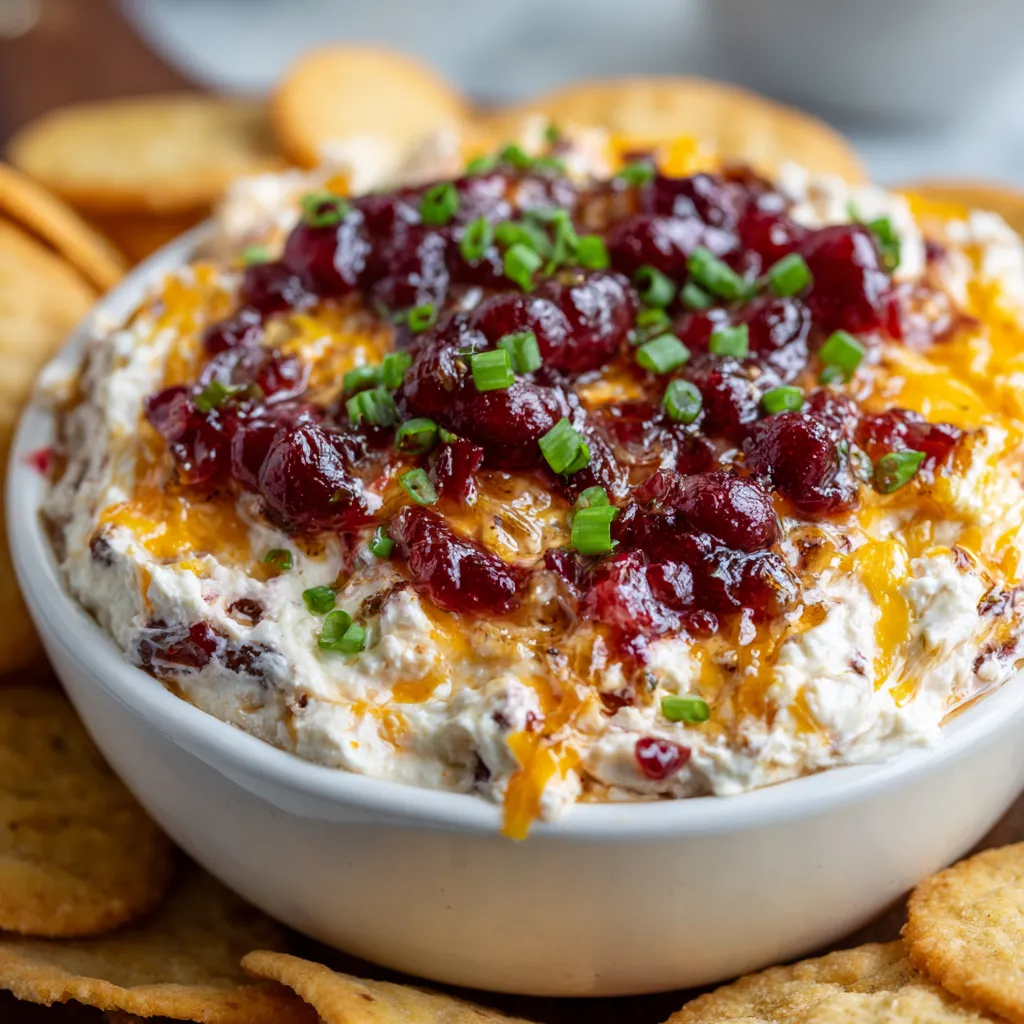 Sweet-Heat Cranberry Pepper Jelly Warm Cheese Dip